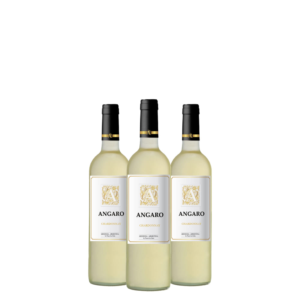 Kit Vinho Argentino Branco Angaro Chardonnay 750ml 03 Unidades - TodoVino