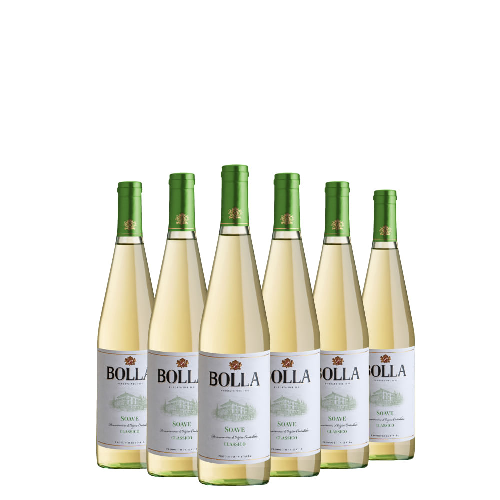 Kit Vinho Italiano Branco Bolla Soave Classico Doc 750ml 06 Unidades Todovino